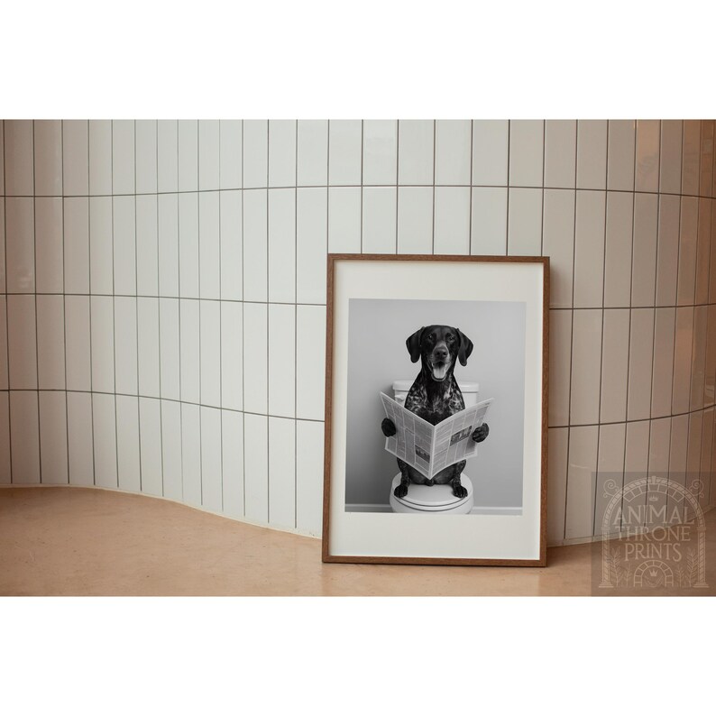Funny GSP Bathroom Art: Dog Reading Newspaper (digital Download) - Etsy
