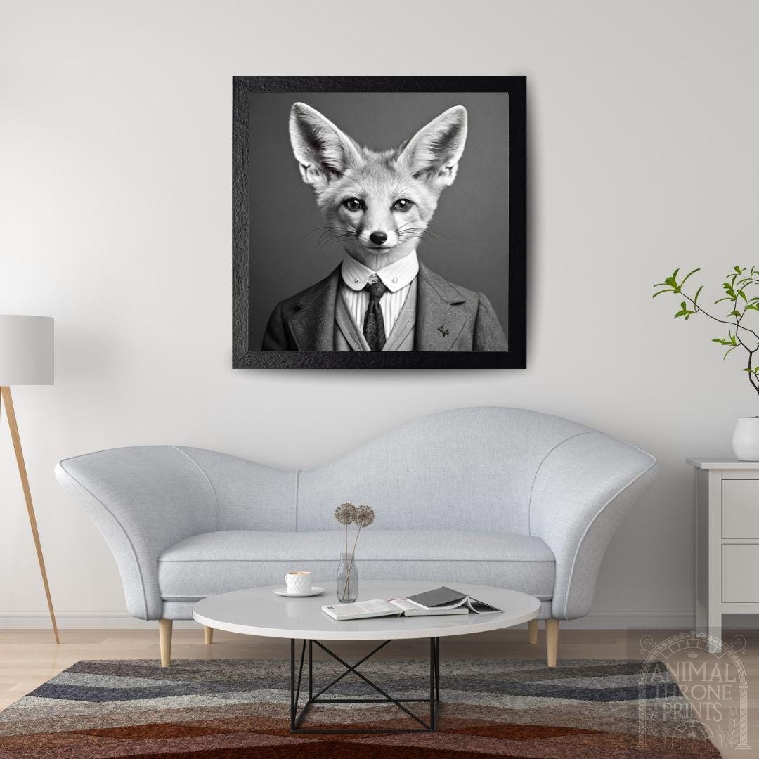 Fennec Fox Wall Art – Fashionable Fox in a Suit – Elegant Animal ...