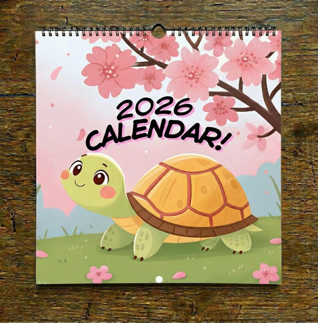 Turtle 2026 Calendar – Cute Animal Wall Calendar – Seasonal Tortoise ...