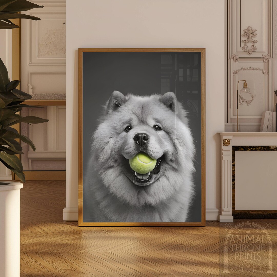 Playful Chow Chow Wall Art – Dog With Tennis Ball – Funny Pet Print for ...