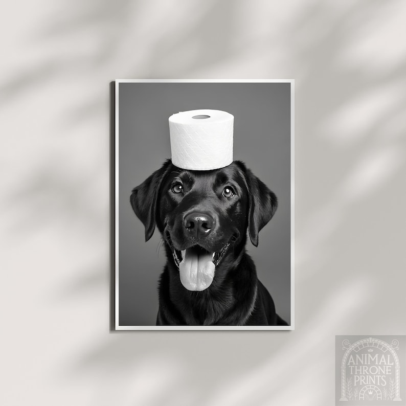 Black Lab Bathroom Wall Art Bundle of 5 – Funny Dog Prints, Labrador in ...