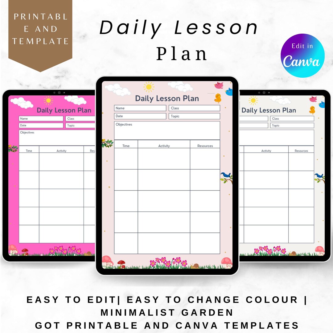 Daily Lesson Plan Template Teacher Lesson Planner,template,instant ...