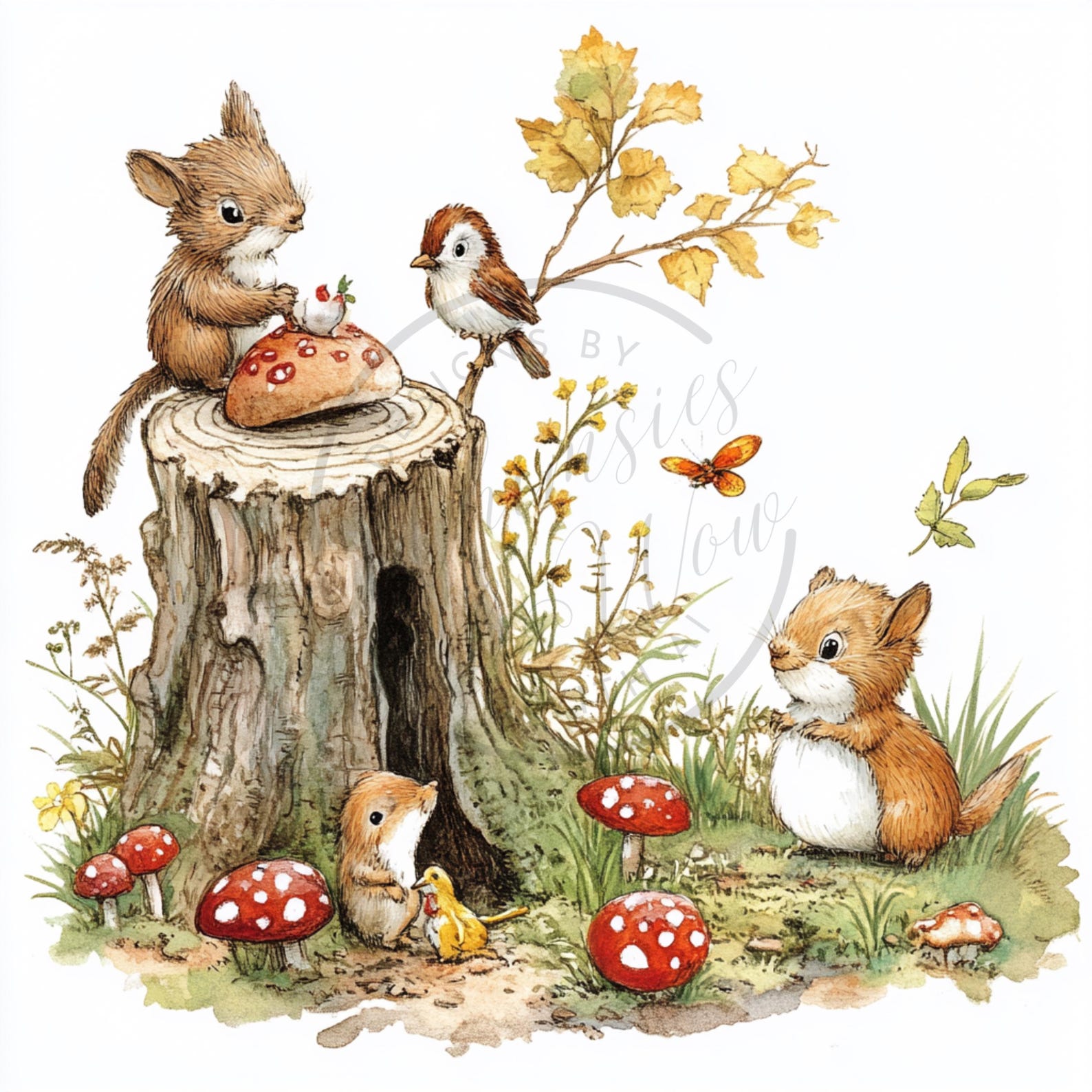 Woodland Animals and Nature Clip Art, PNG, Printable - Etsy