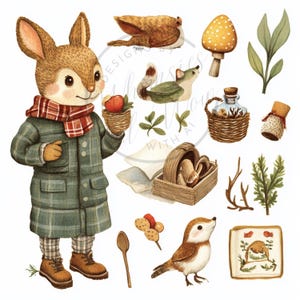 Woodland Animals and Nature Clip Art, PNG, Printable - Etsy