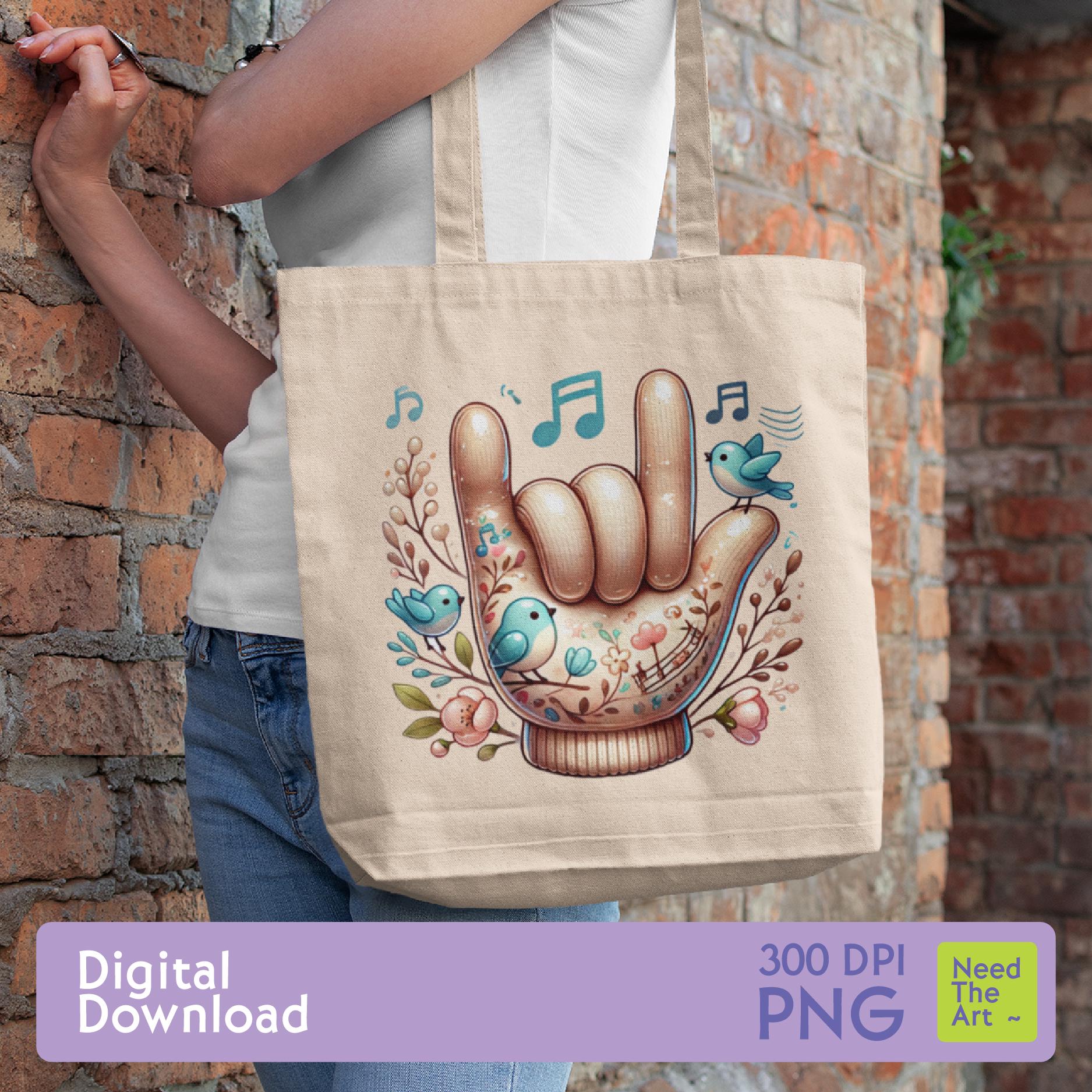 ASL I Love You Hand Sign PNG, Spring Birds Clipart, Musical Floral Sign ...