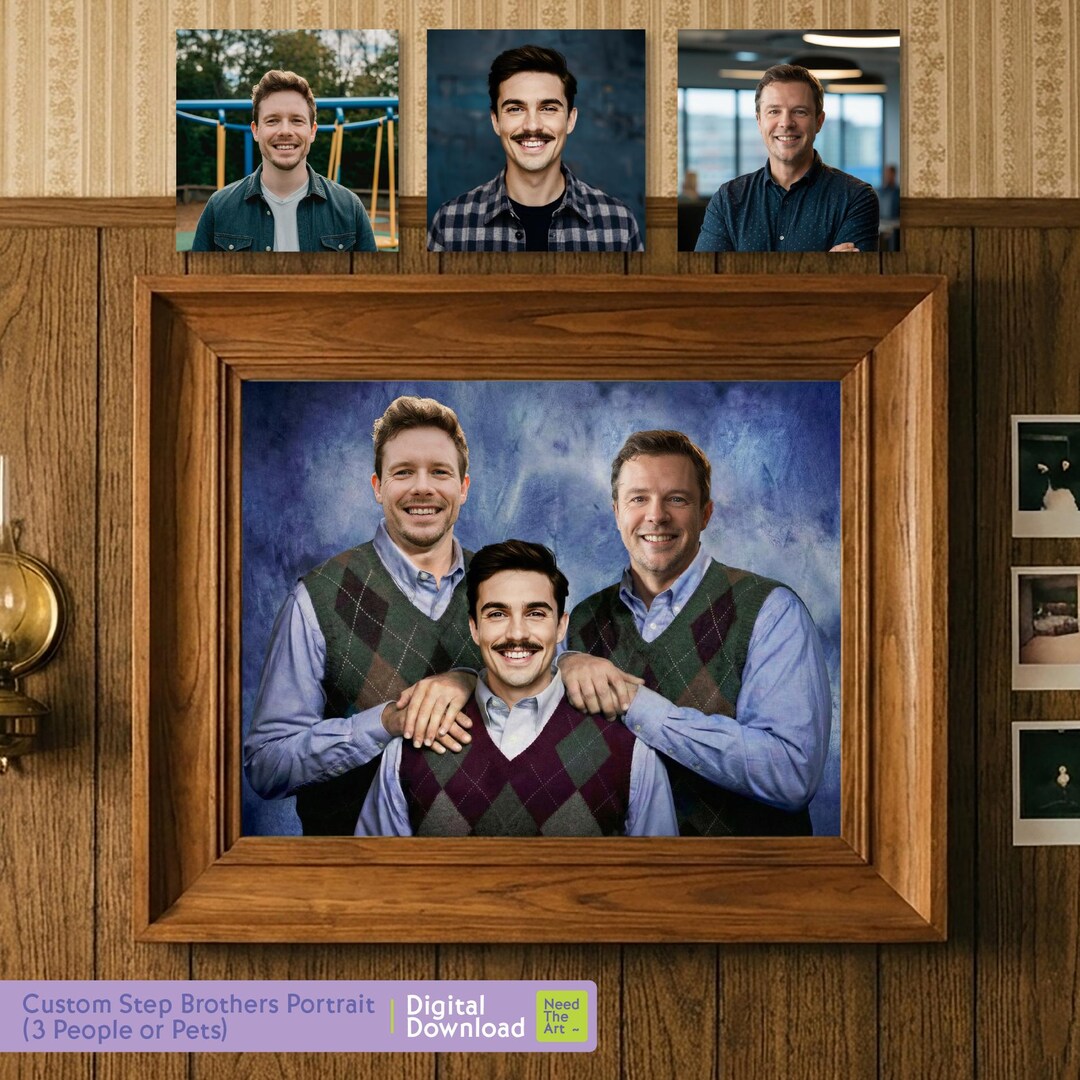 Step Brothers Family Portrait Custom | Funny Best Friend Gift for 3 ...