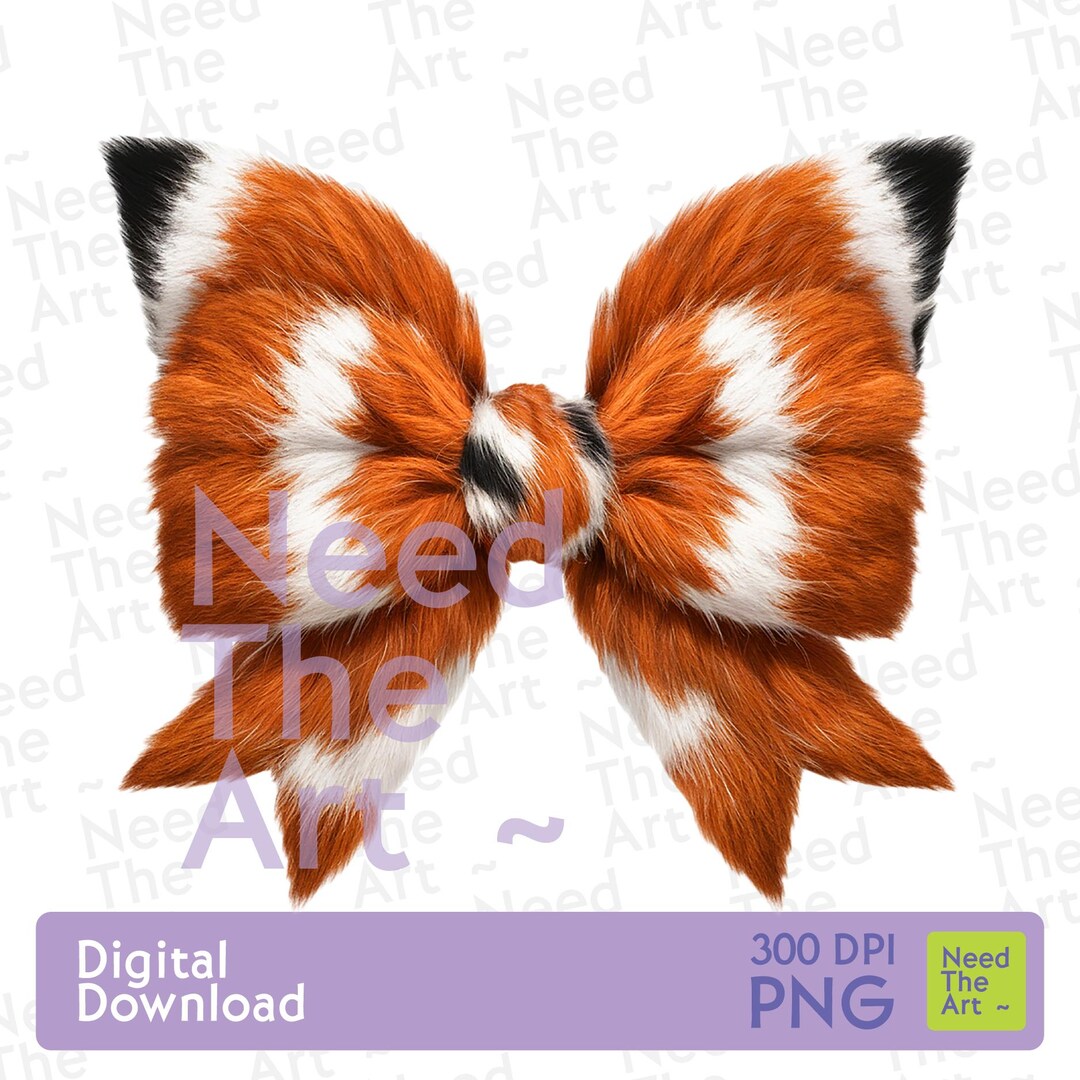 Luxury Coquette Bow With Fox Fur PNG, Elegant Fluffy Bow Clipart ...