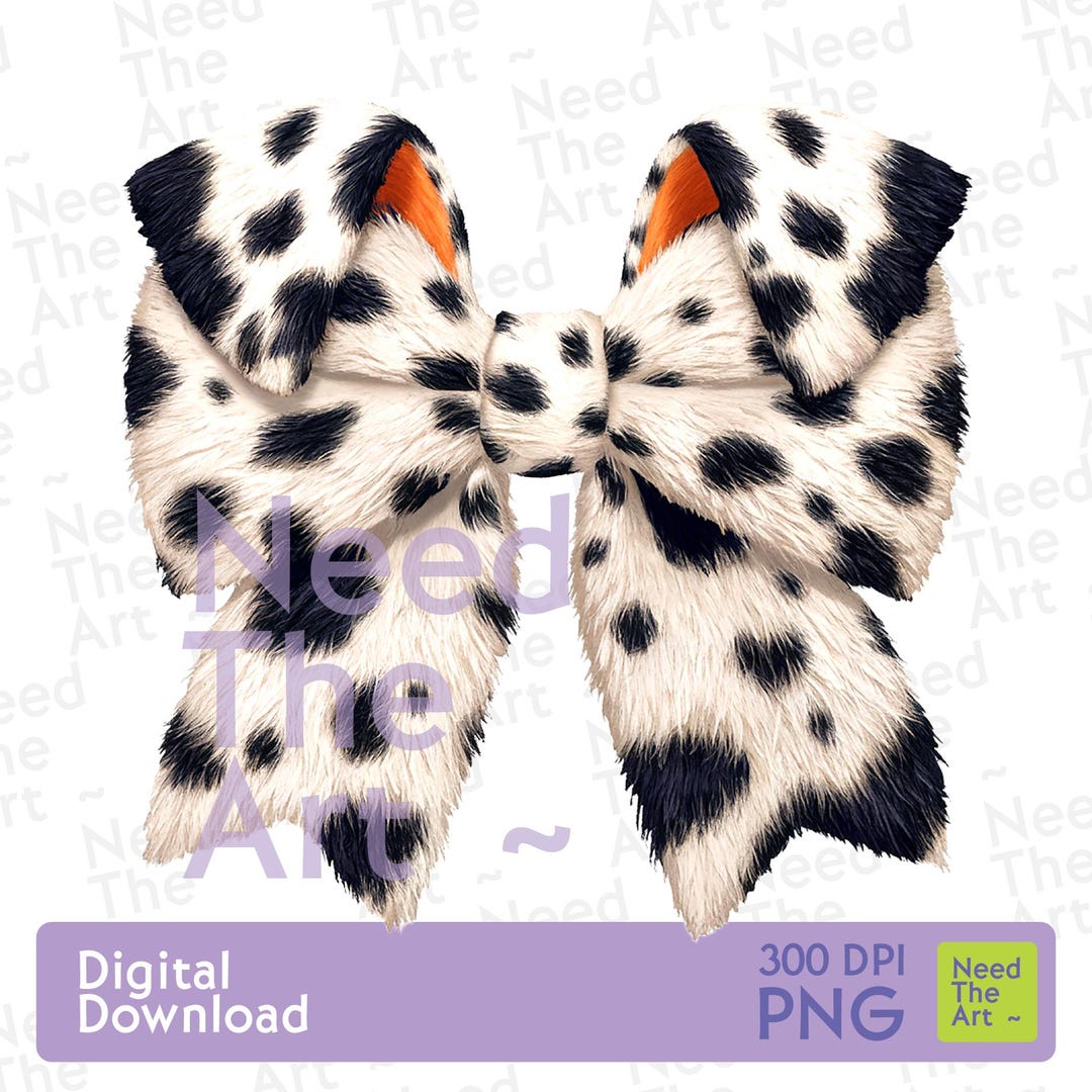 Dalmatian Coquette Bow PNG, Cute Dalmatian Pattern Hair Bow Clipart ...