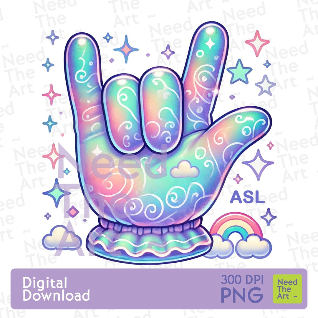 ASL I Love You Hand Sign PNG, Rainbow Sign Language Clipart, Pastel ASL ...