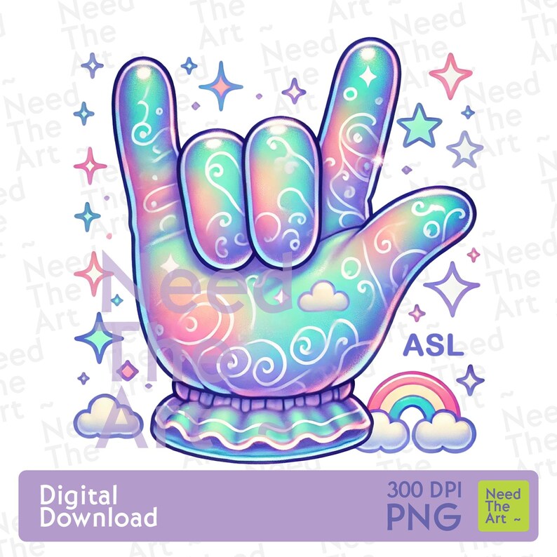 ASL I Love You Hand Sign PNG, Rainbow Sign Language Clipart, Pastel ASL ...