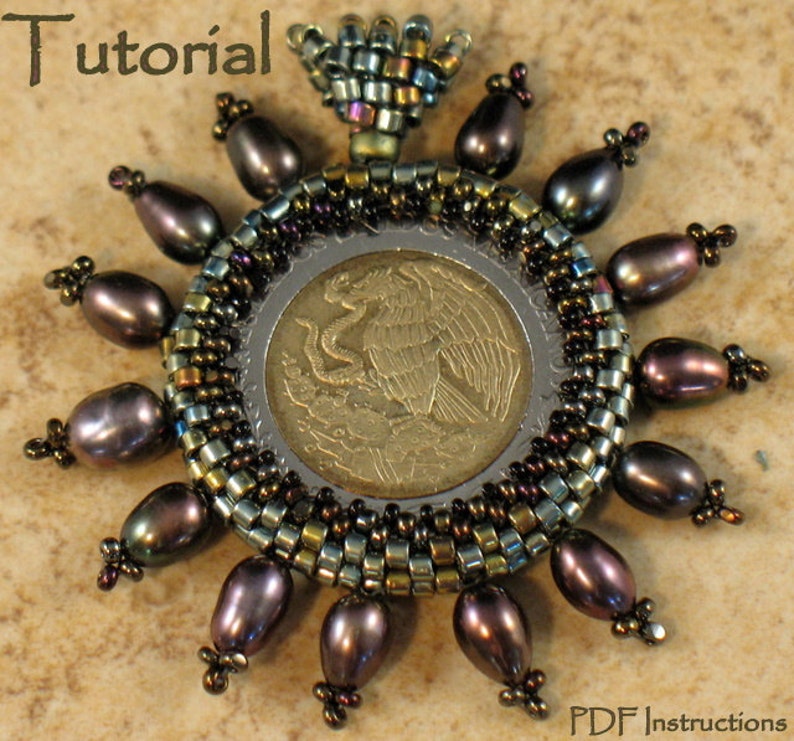 Beading Tutorial - Captured Coin Pendant - Etsy