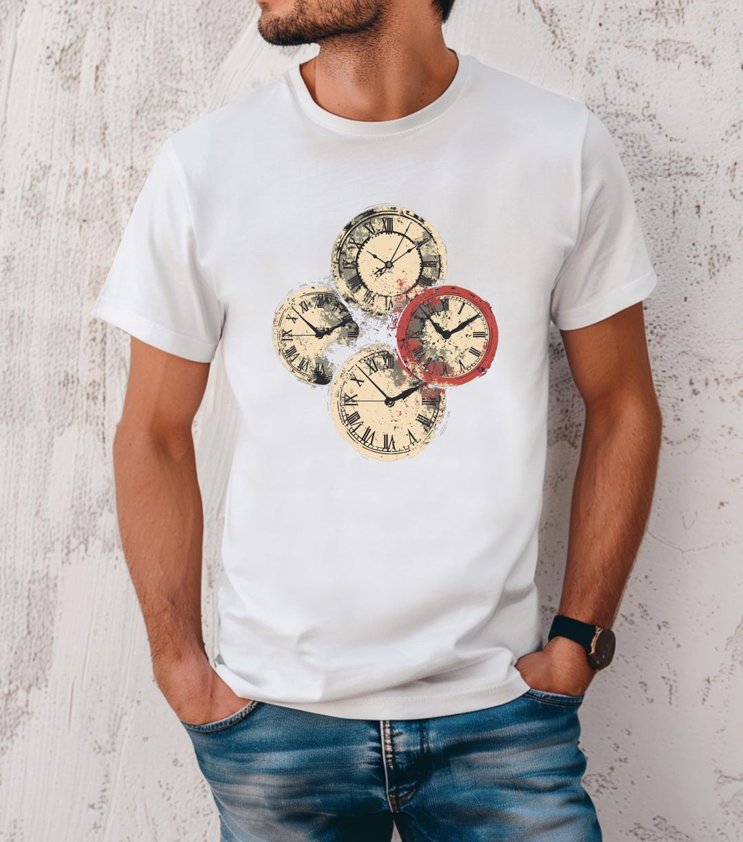 Clocks Artistic Graphic Tee, Wall Clock, Shirt, Timepiece Clothing ...