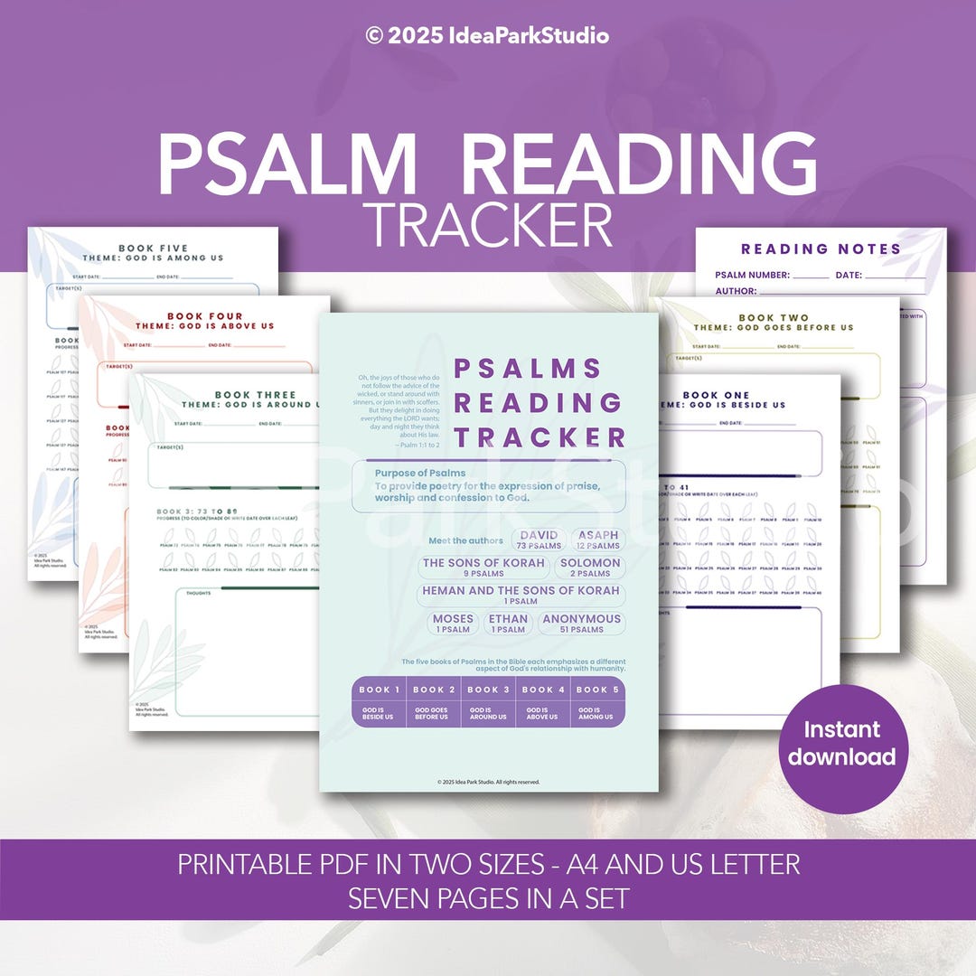 Bible Psalms Study Schedule Planner Spiritual Growth Bundle ...
