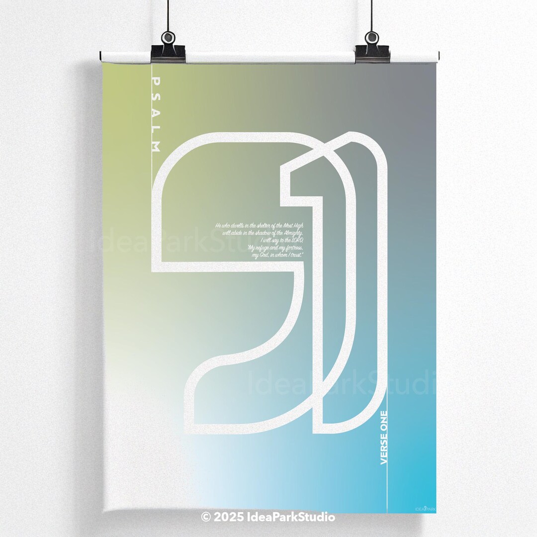 Psalm 91 Poster Gradient Tones Wall Art for Girlfriend Digital Print ...