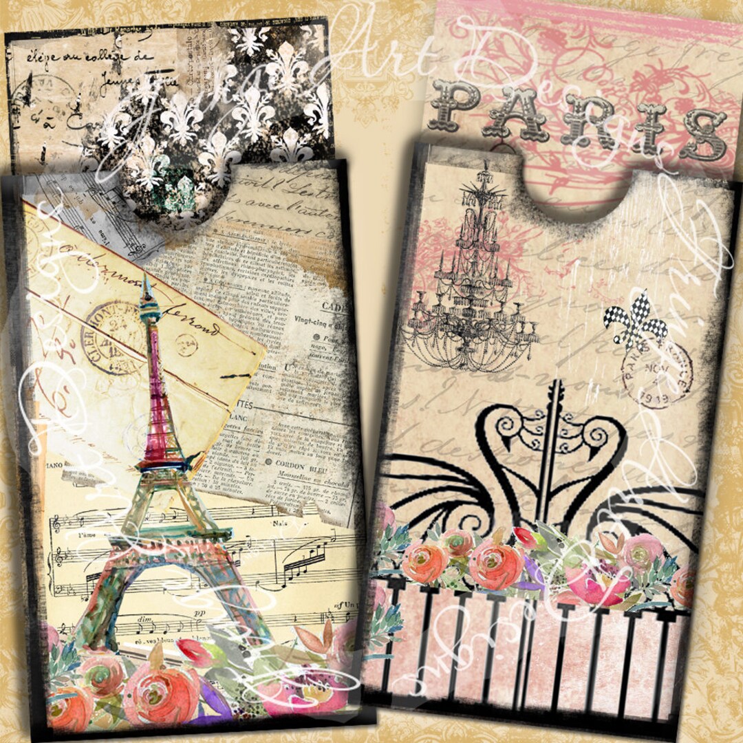 French Set of 4 Printable Envelope Pockets and Inserts Bella Paris ...