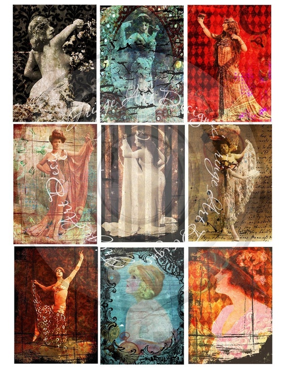Steampunk Grunge Women Collage Sheet Digital Instant Download | Etsy