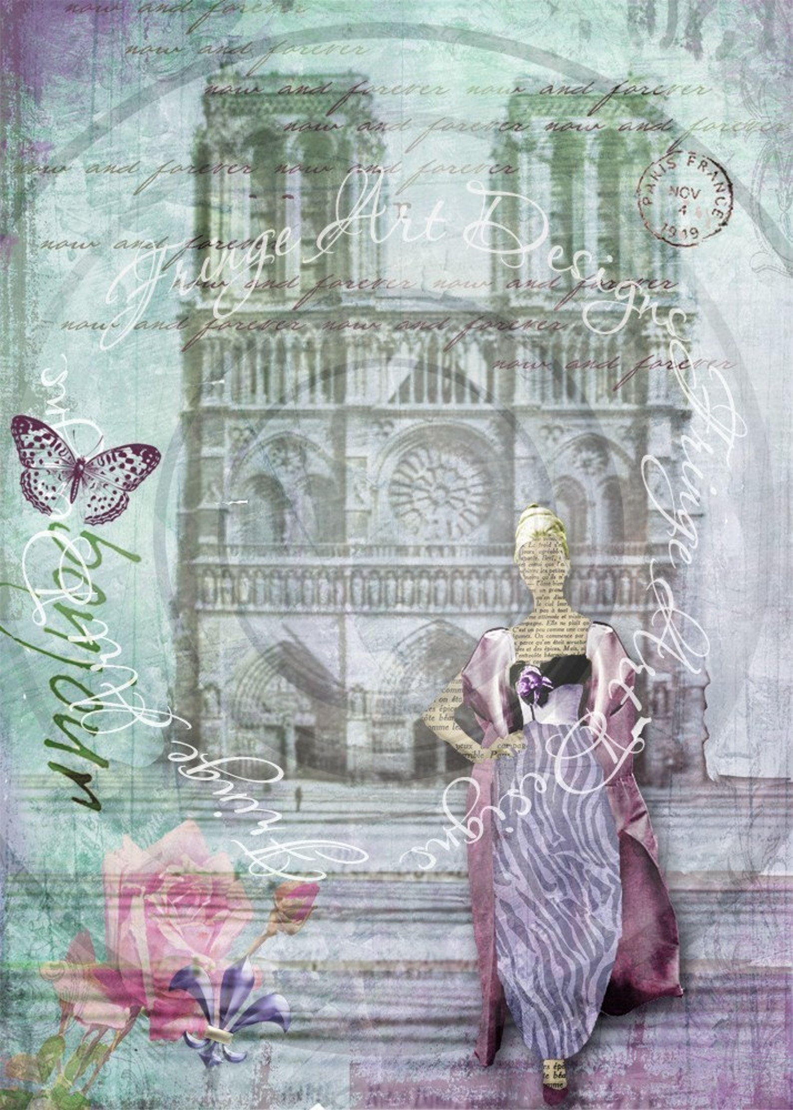 Deconstructing Paris Collage No.3 Bonjour Notre Dame Digital Instant ...
