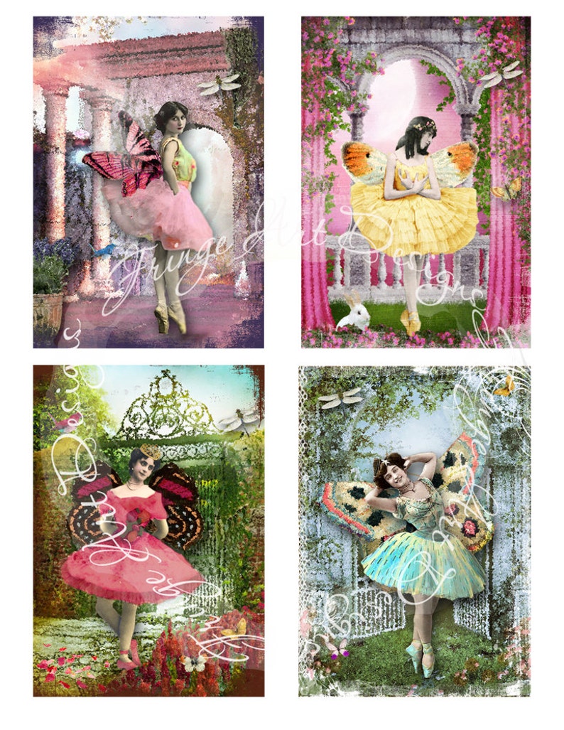 Printable Notecards Gift Tags ACEO Fairy Tale Digital Instant Download ...