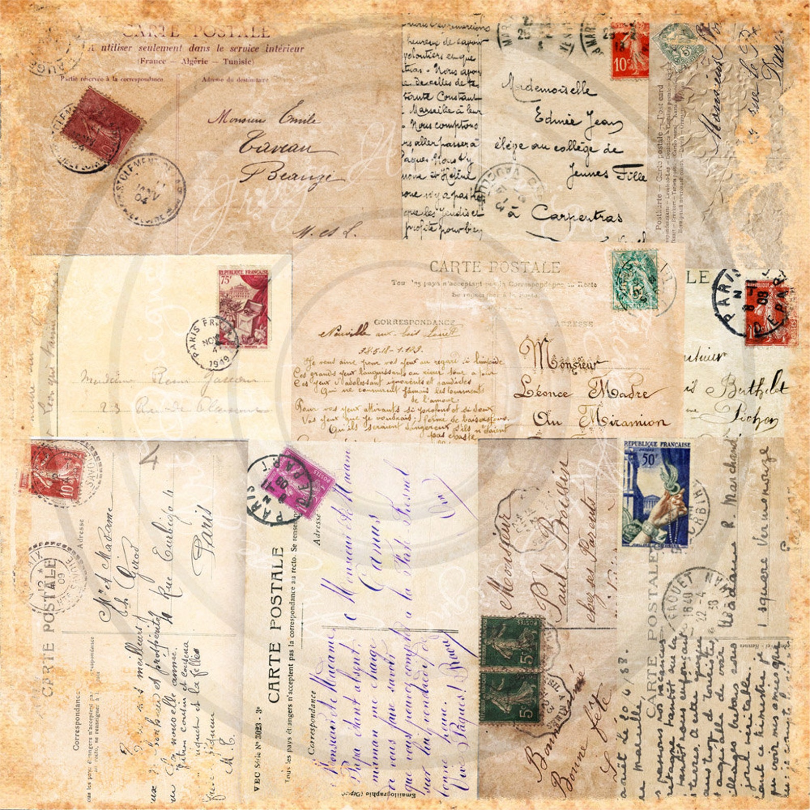 French Collage Scrapbook Paper Vintage Ephemera Instant Digital ...