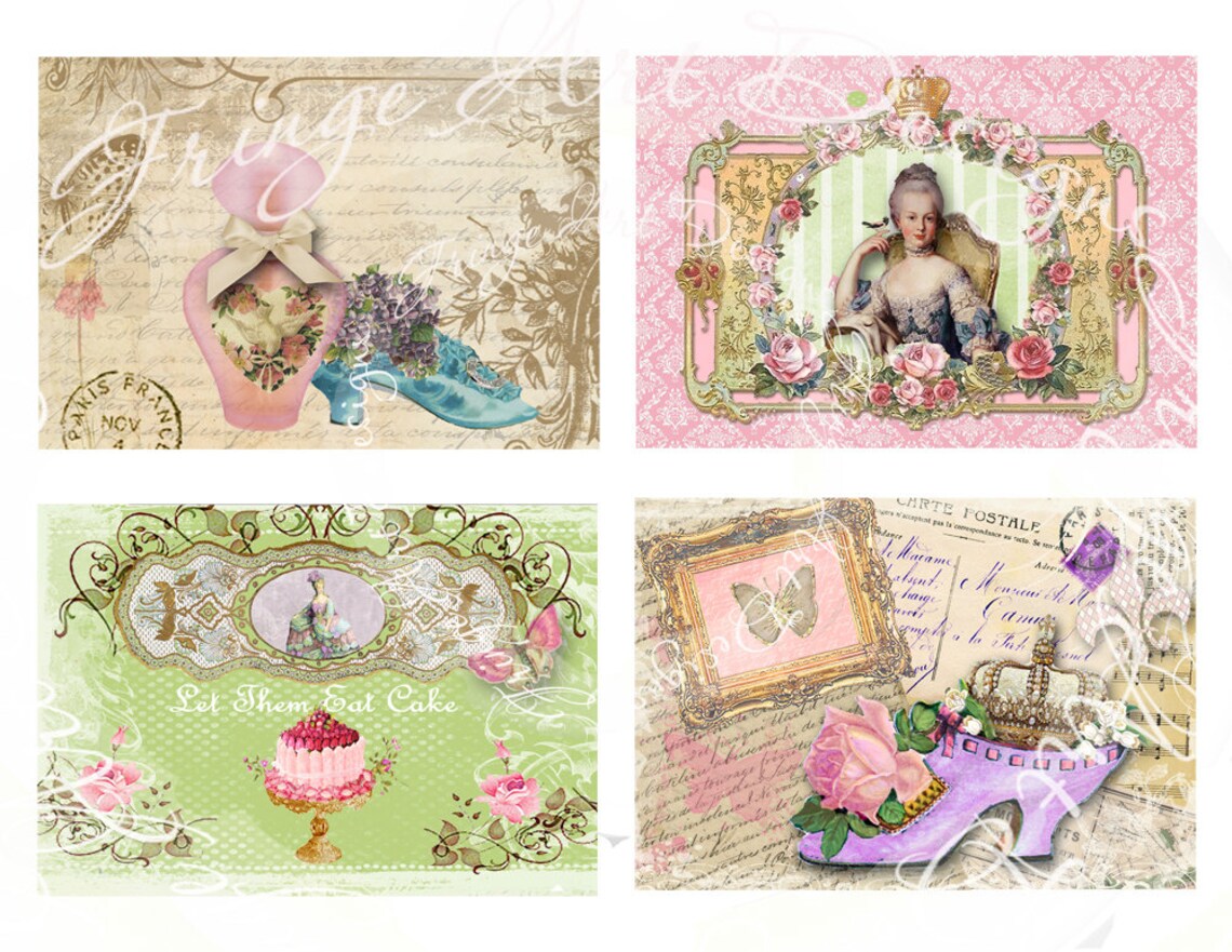 Marie Antoinette French Notecards Gift Tags Digital Instant - Etsy