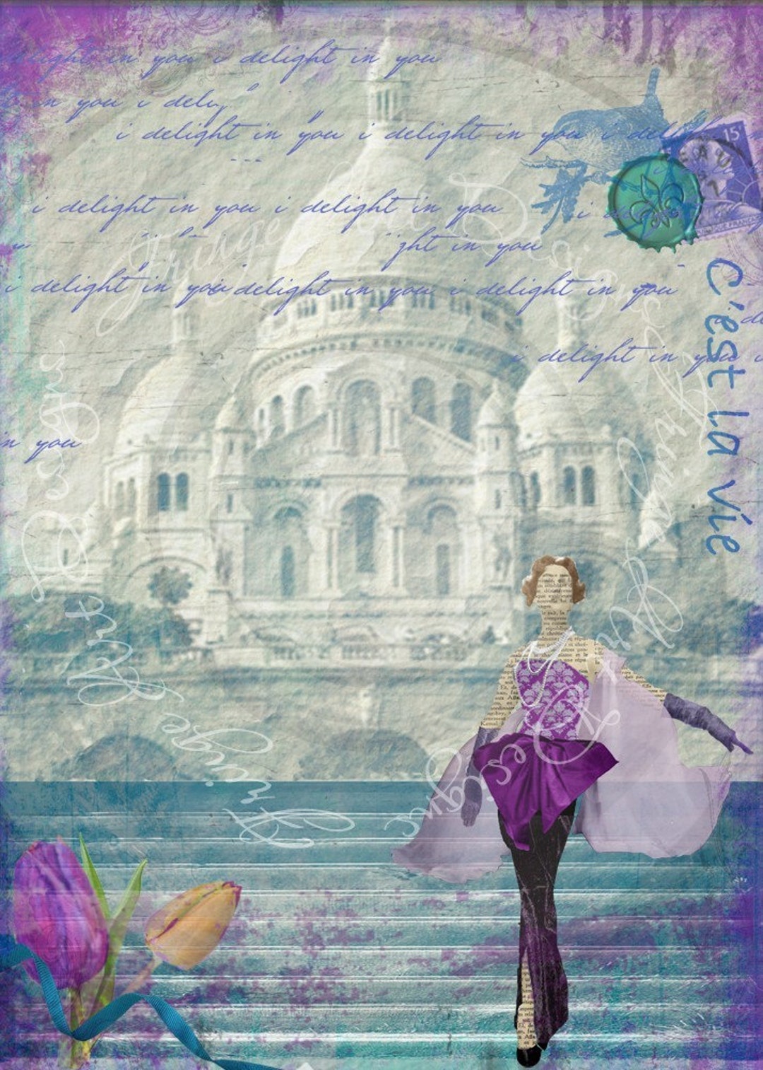 Deconstructing Paris Collage No. 2 C'est La Vie Digital Collage Instant ...