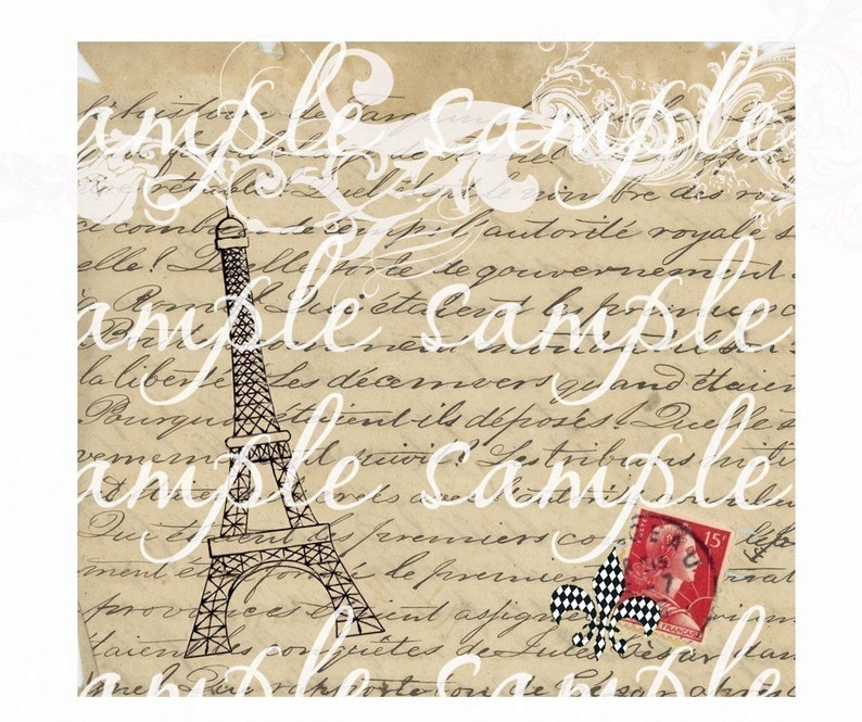 Paris French Collage on Vintage Paper Digital Instant Download for ...