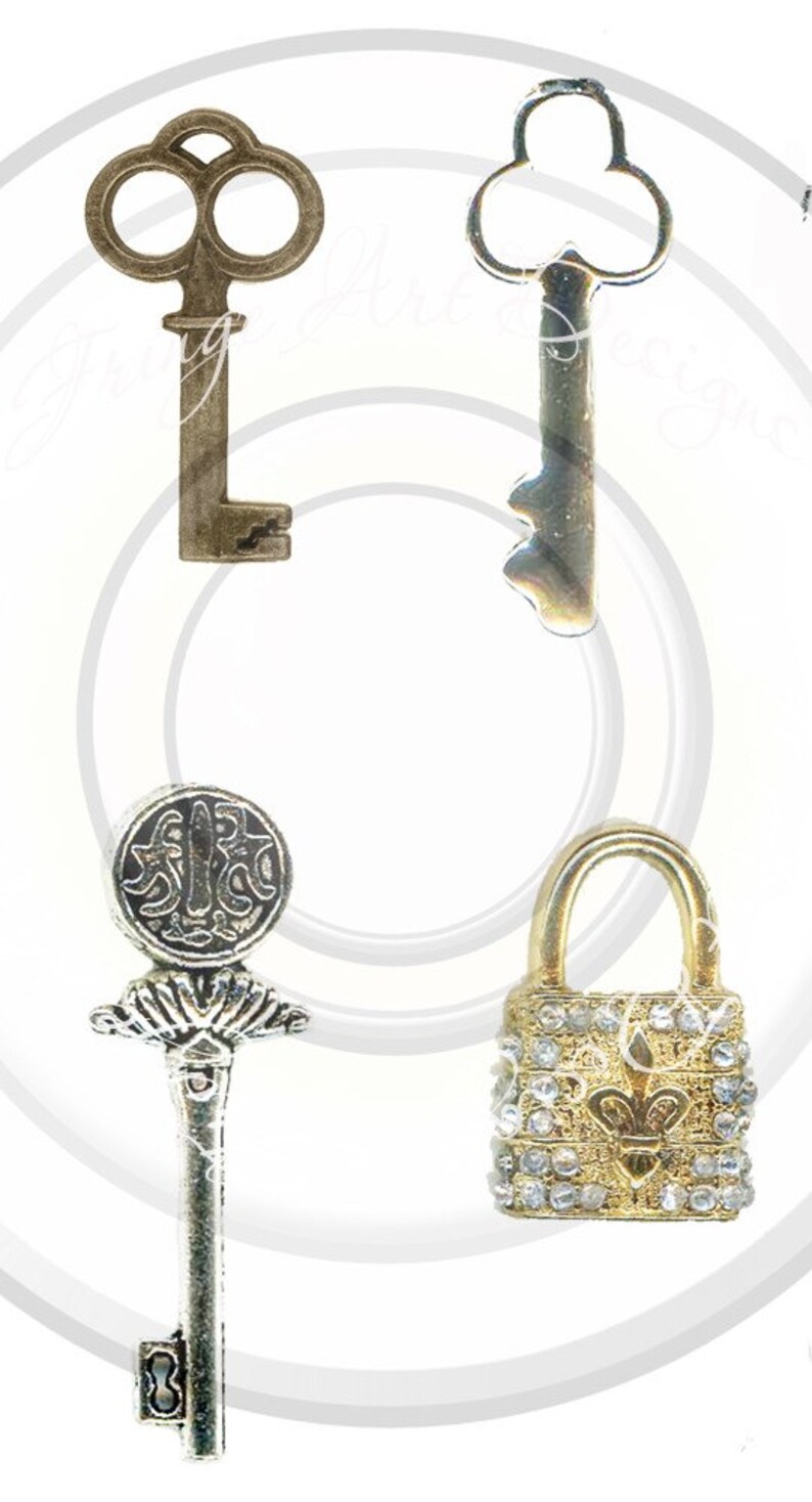Skeleton Keys & Locks Rhinestone Fancy Digital Instant Download for ...