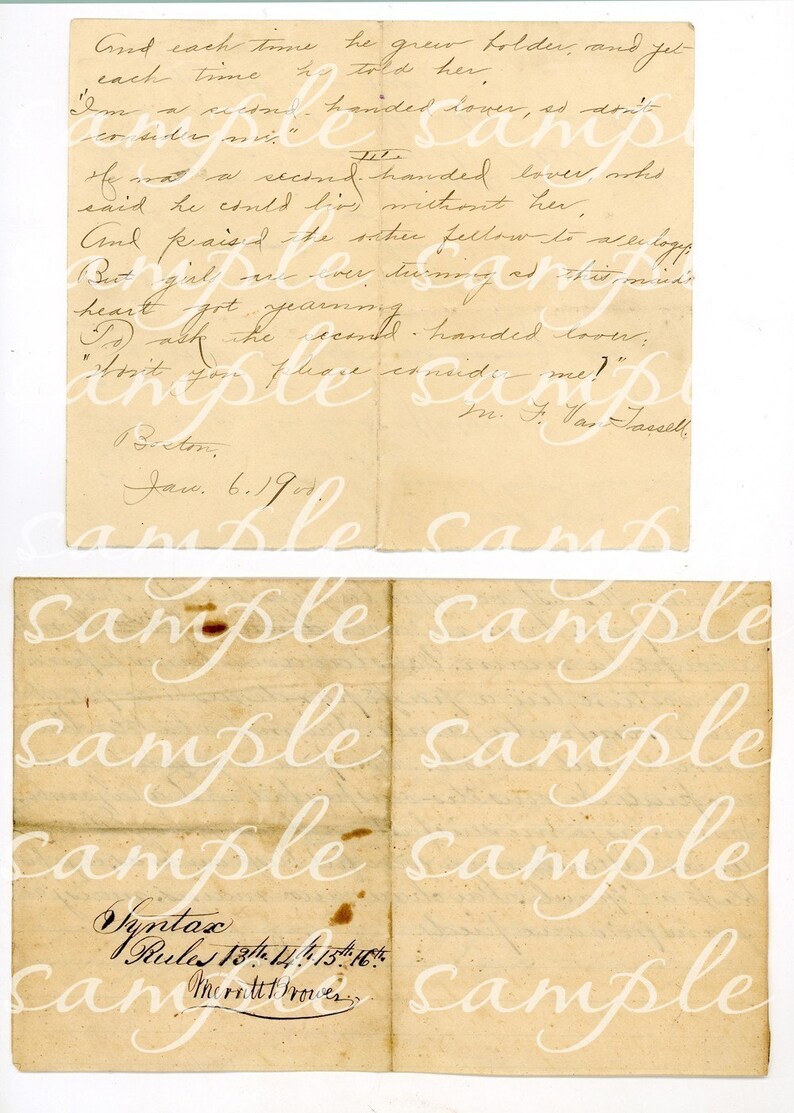 Aged Vintage Paper Receipts Letters Envelope Digital Download For Atc