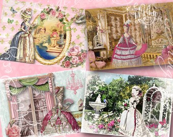 Marie Antoinette French Notecards Gift Tags Digital Instant | Etsy