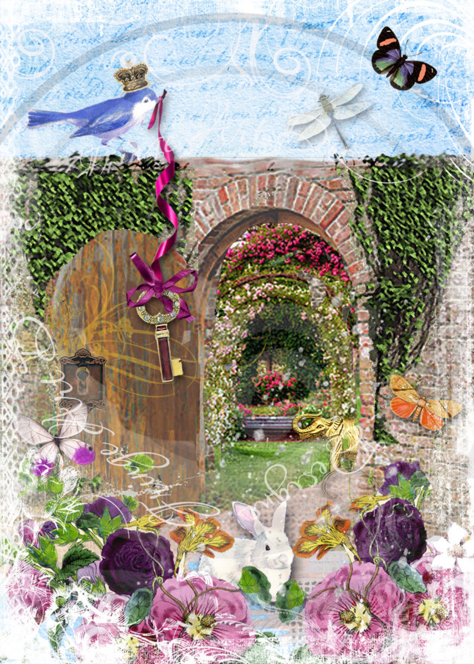 Secret Garden Digital Collage Instant Download for ACEO - Etsy