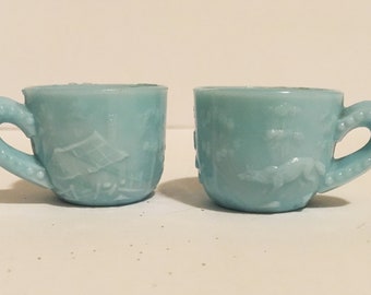 U.S. Glass Company Little Red Riding Hood Punch Bowl Blue - Etsy