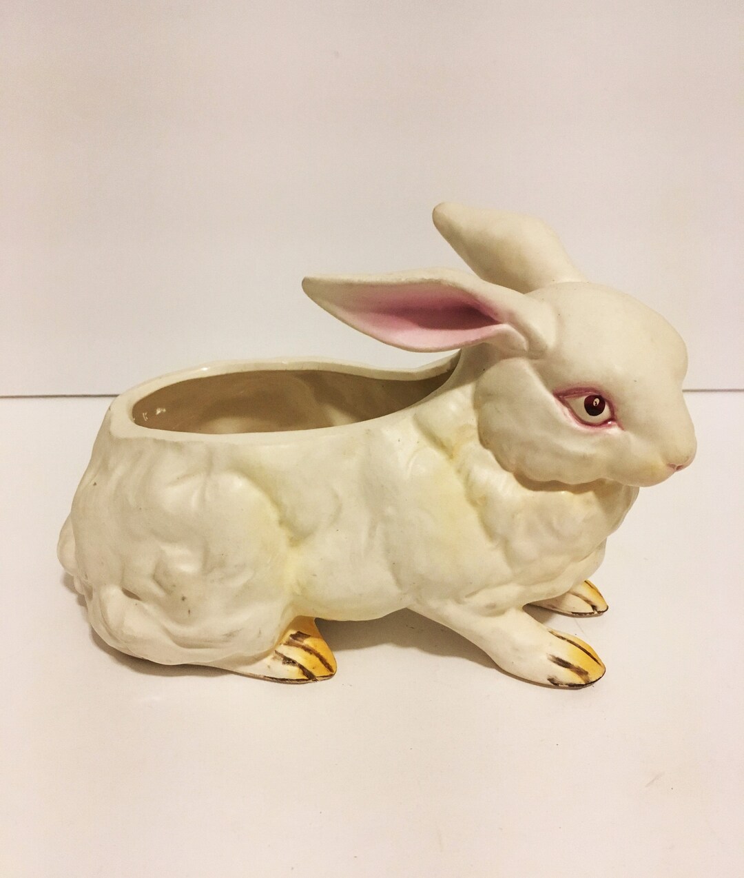 Vintage Lefton Ceramic Figurine - Bunny Planter - Etsy