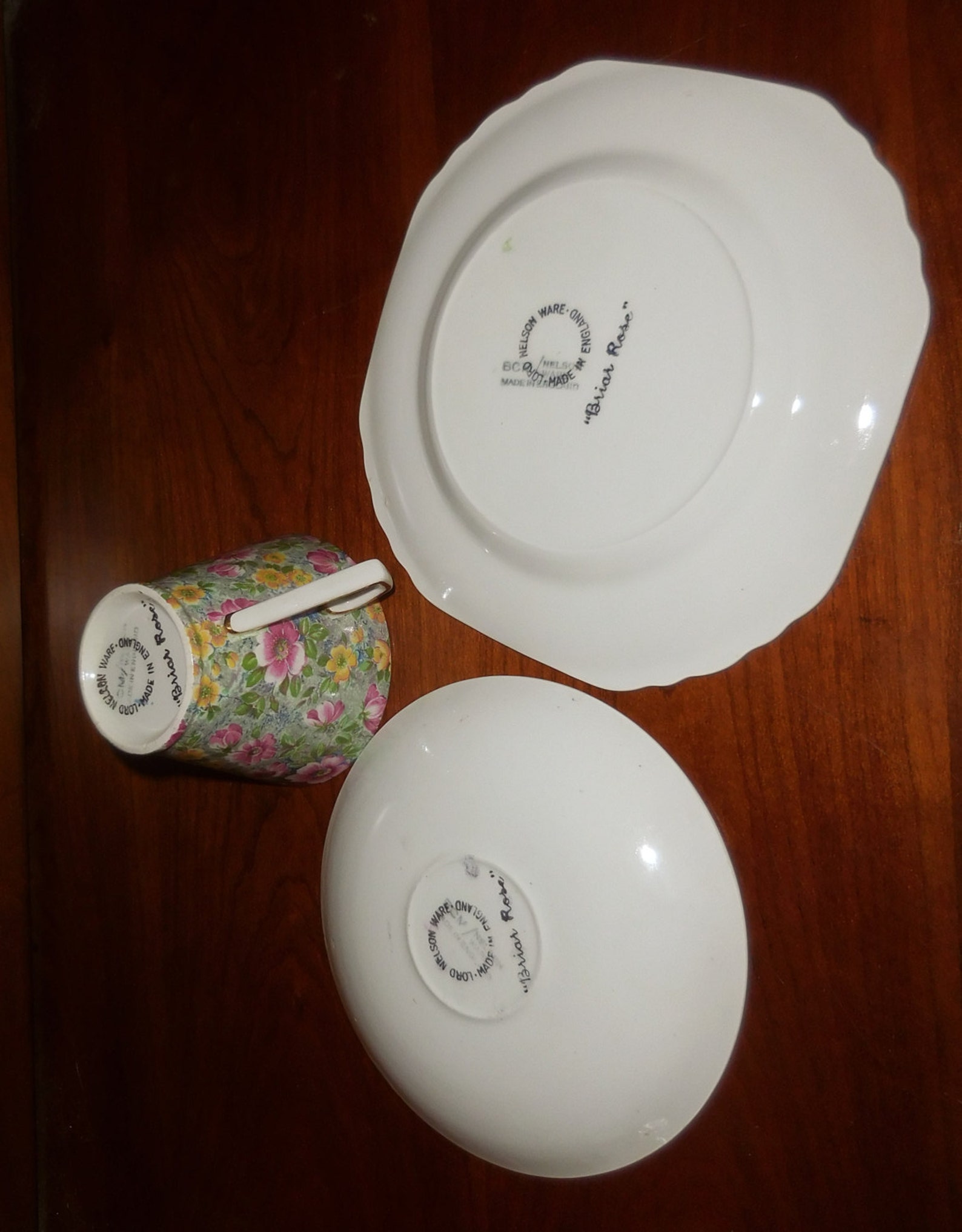 Vintage English Chintz Trio Lord Nelson 'briar Rose' Cup, Saucer, Plate ...