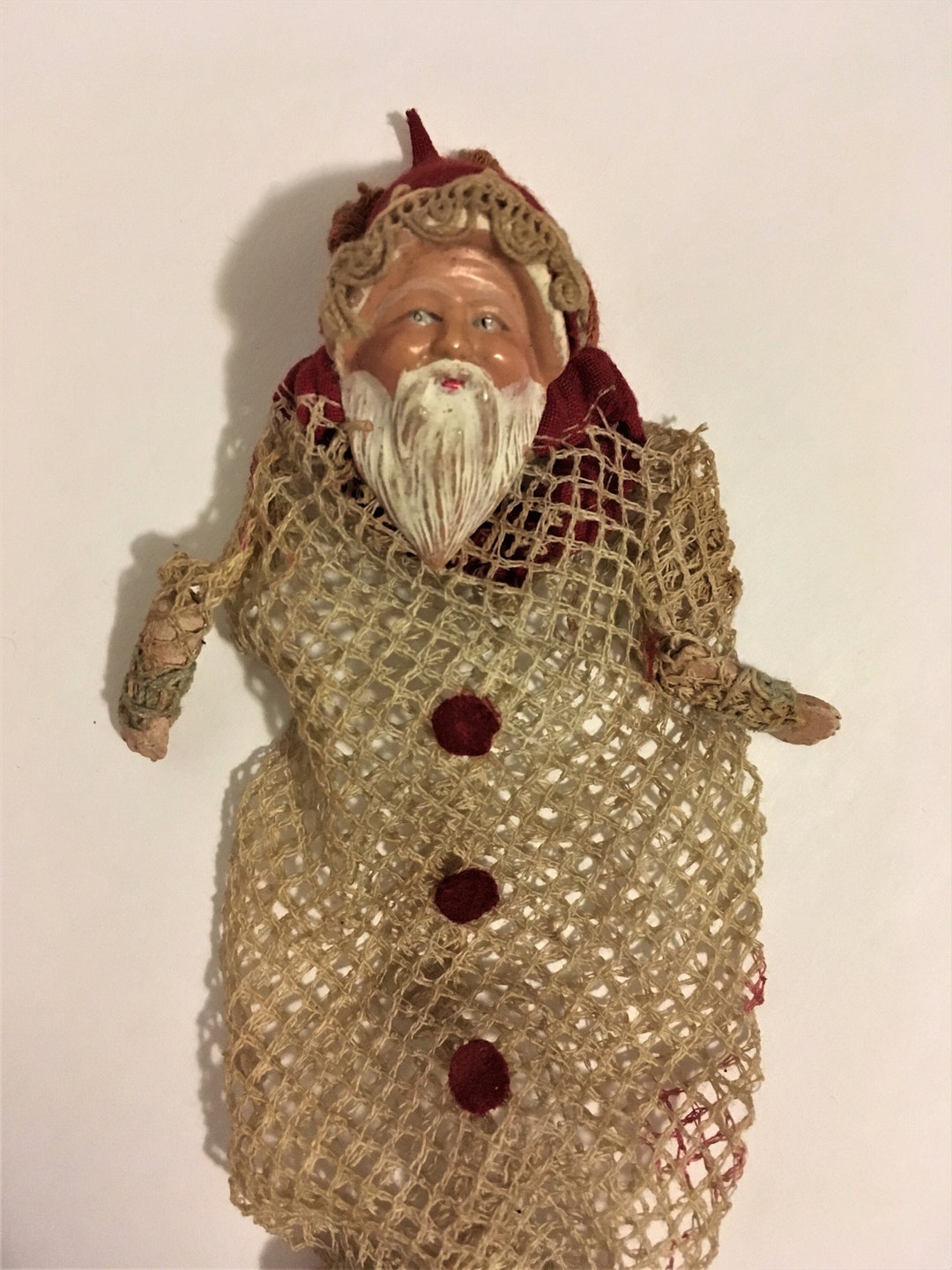 Vintage Celluloid Face Santa Mesh Christmas Candy Container Treat Bag ...