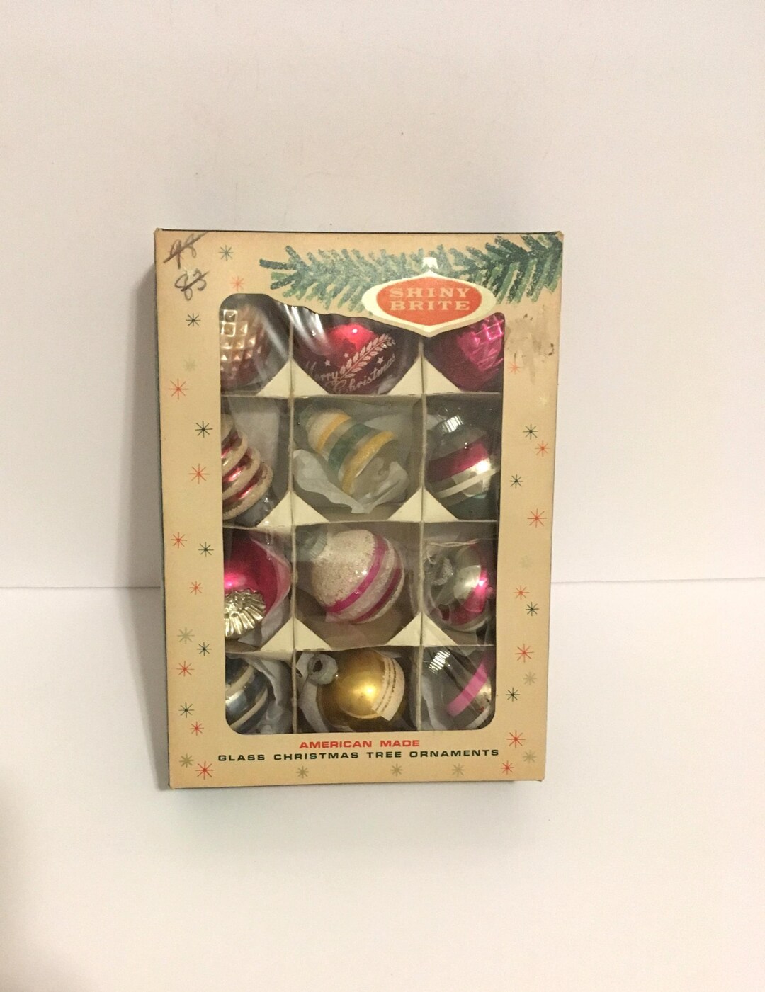 1940's Shiny Brite Retro Christmas Ornaments - Vintage Box of 12 - Etsy