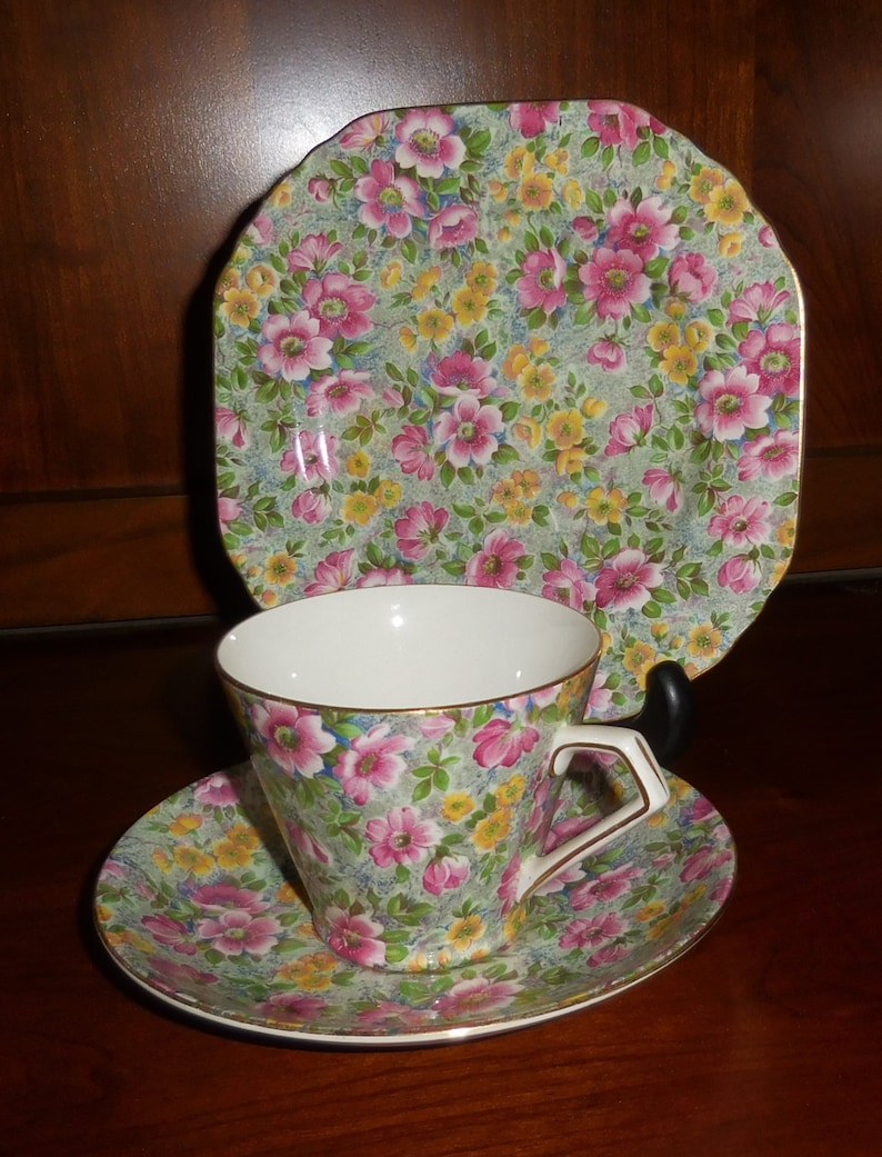 Vintage English Chintz Trio Lord Nelson 'briar Rose' Cup, Saucer, Plate ...