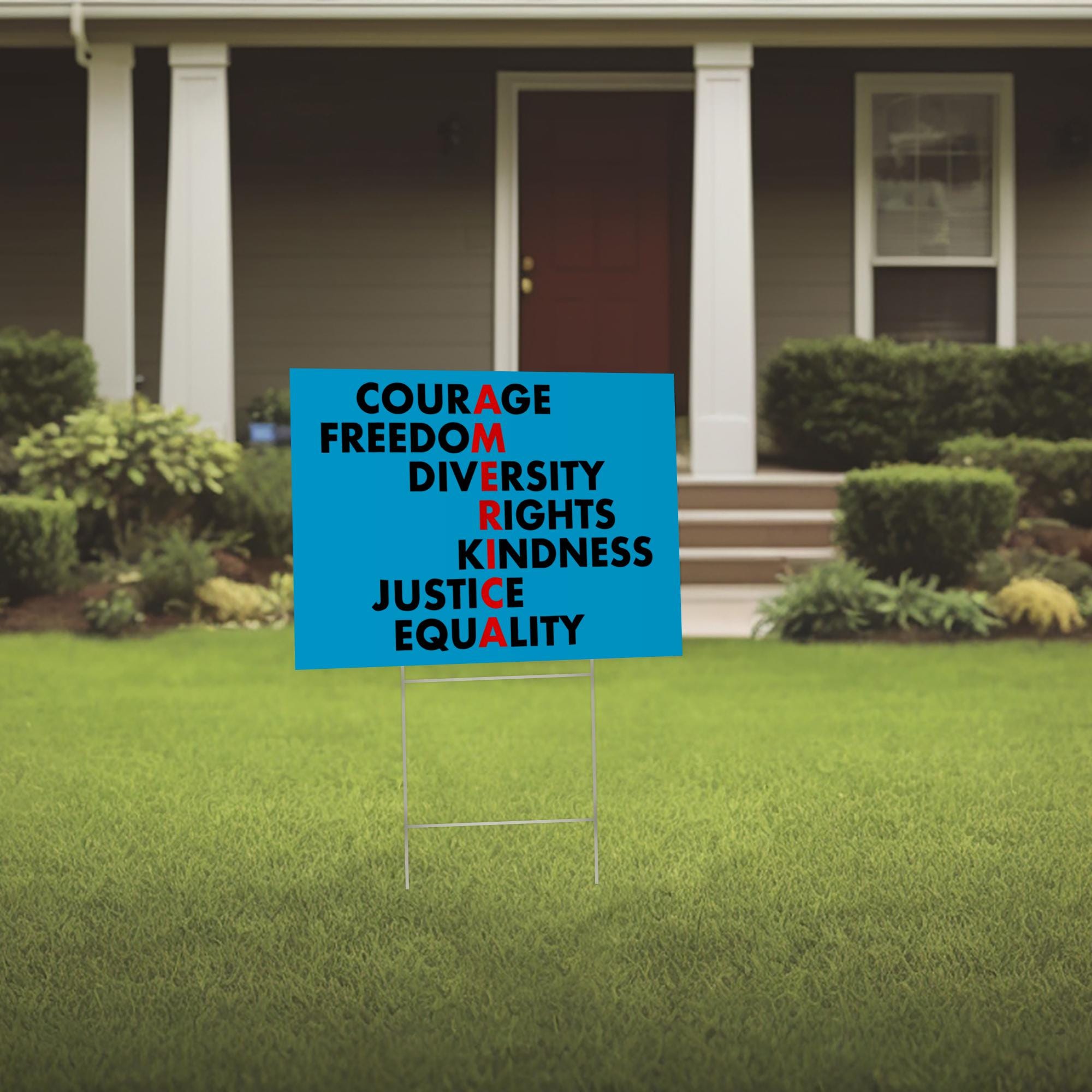 America Values Yard Sign, Equality, Justice, Diversity (18x24) - Etsy
