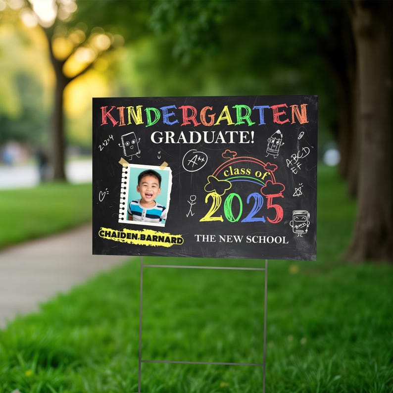 Personalized Kindergarten Graduation Yard Sign: Photo Keepsake, Class ...