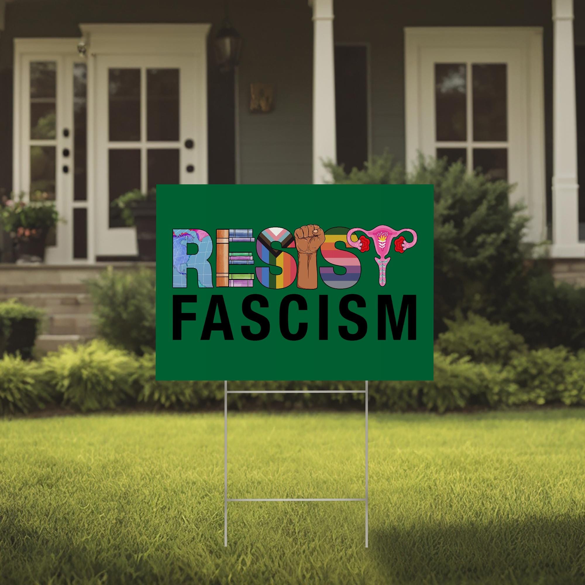 Resist Fascism Yard Sign, Custom Political Protest Sign, Anti-fascist ...