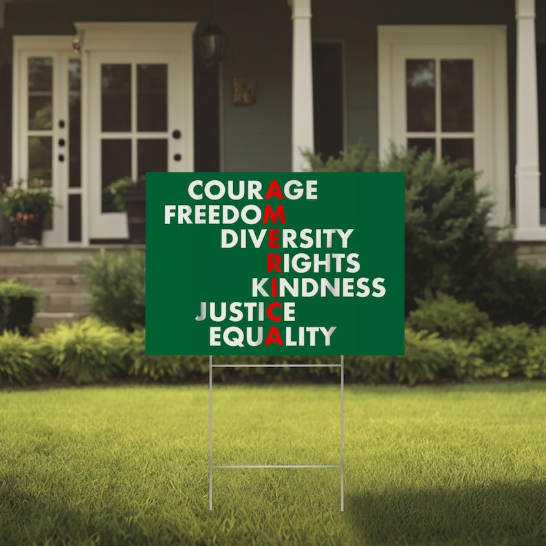 America Values Yard Sign, Equality, Justice, Diversity (18x24) - Etsy