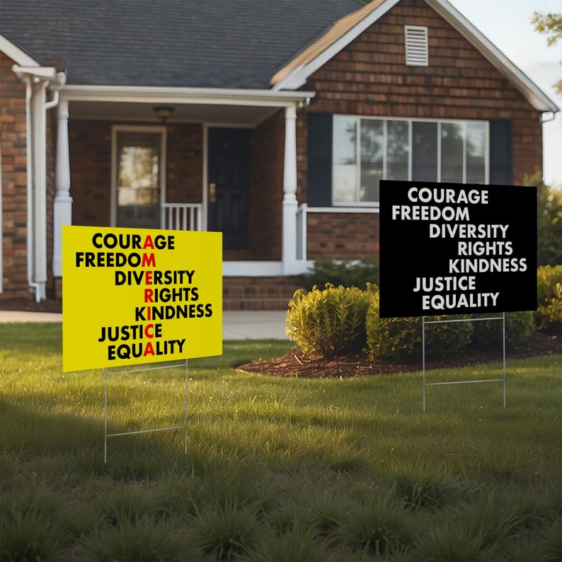 America Values Yard Sign, Equality, Justice, Diversity (18x24) - Etsy