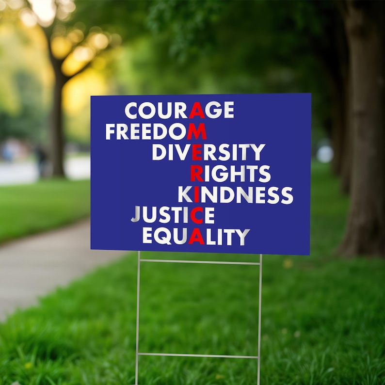 America Values Yard Sign, Equality, Justice, Diversity (18x24) - Etsy