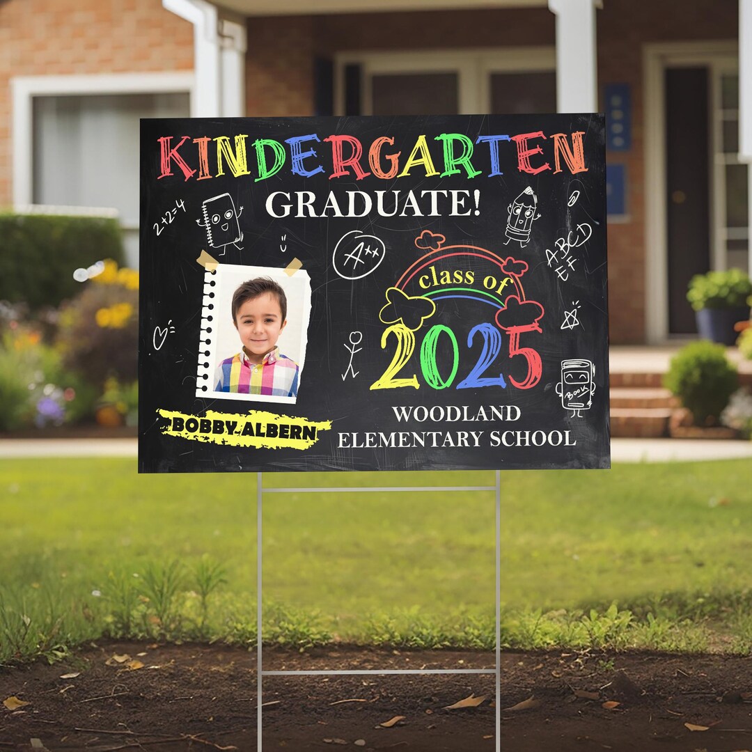 Personalized Kindergarten Graduation Yard Sign: Photo Keepsake, Class ...