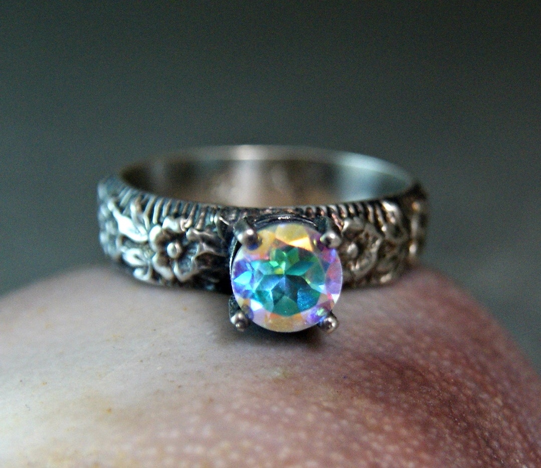 Opalescent Topaz Gemstone Stacking Ring Sterling Silver Jewelry ...