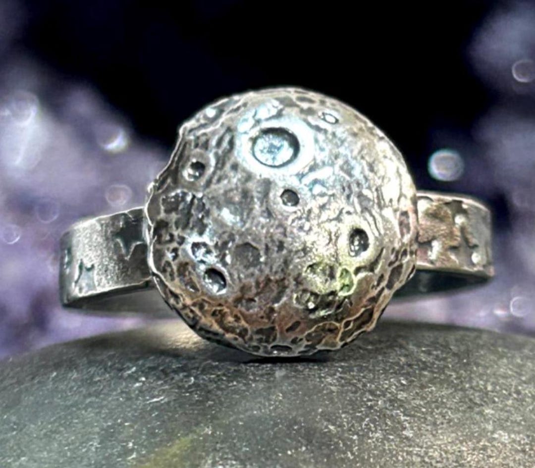 Full Moon Sterling Silver Stackable Ring Moons and Stars - Etsy