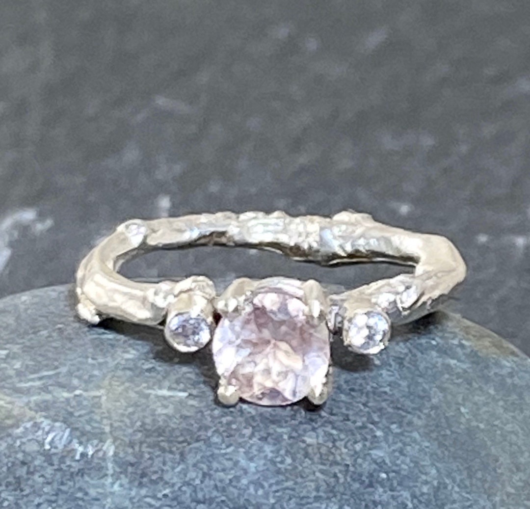 Pink Morganite Engagement Ring in Sterling Silver Bohemian - Etsy