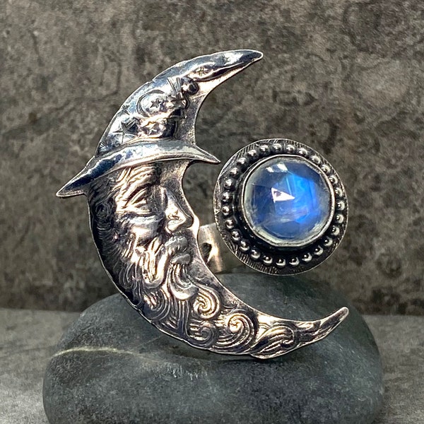 Antique Man in the Moon Ring - Etsy