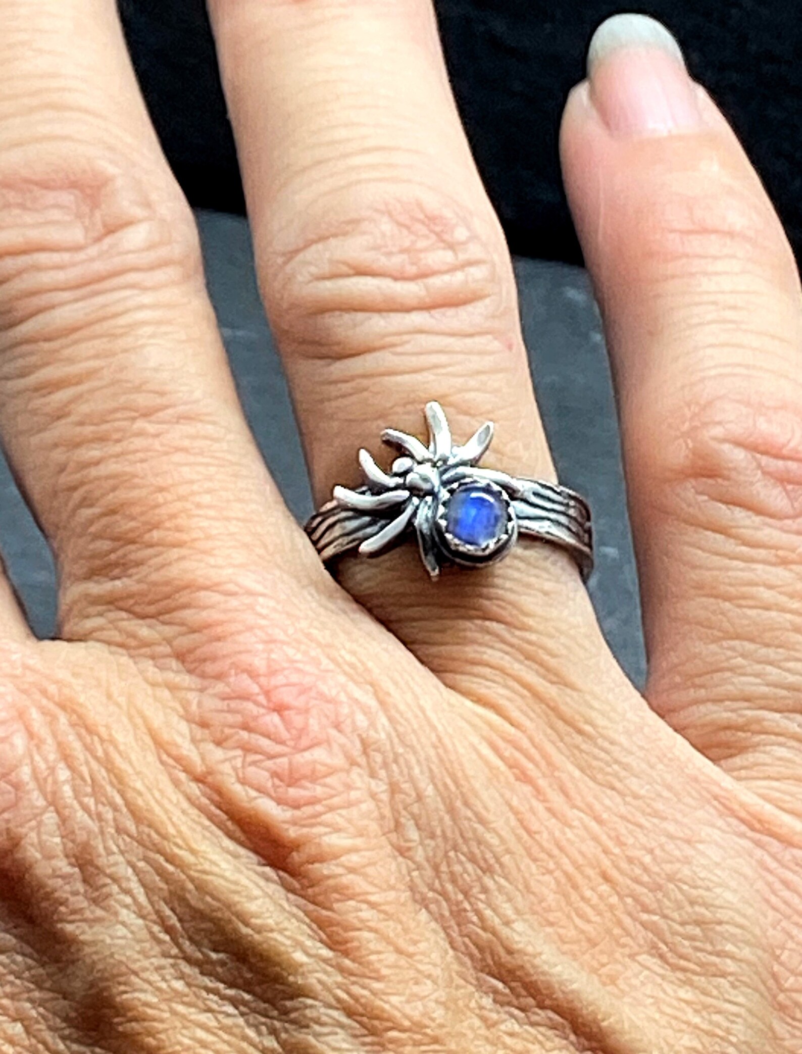 Moonstone Spider Ring in Sterling Silver Halloween Jewelry - Etsy