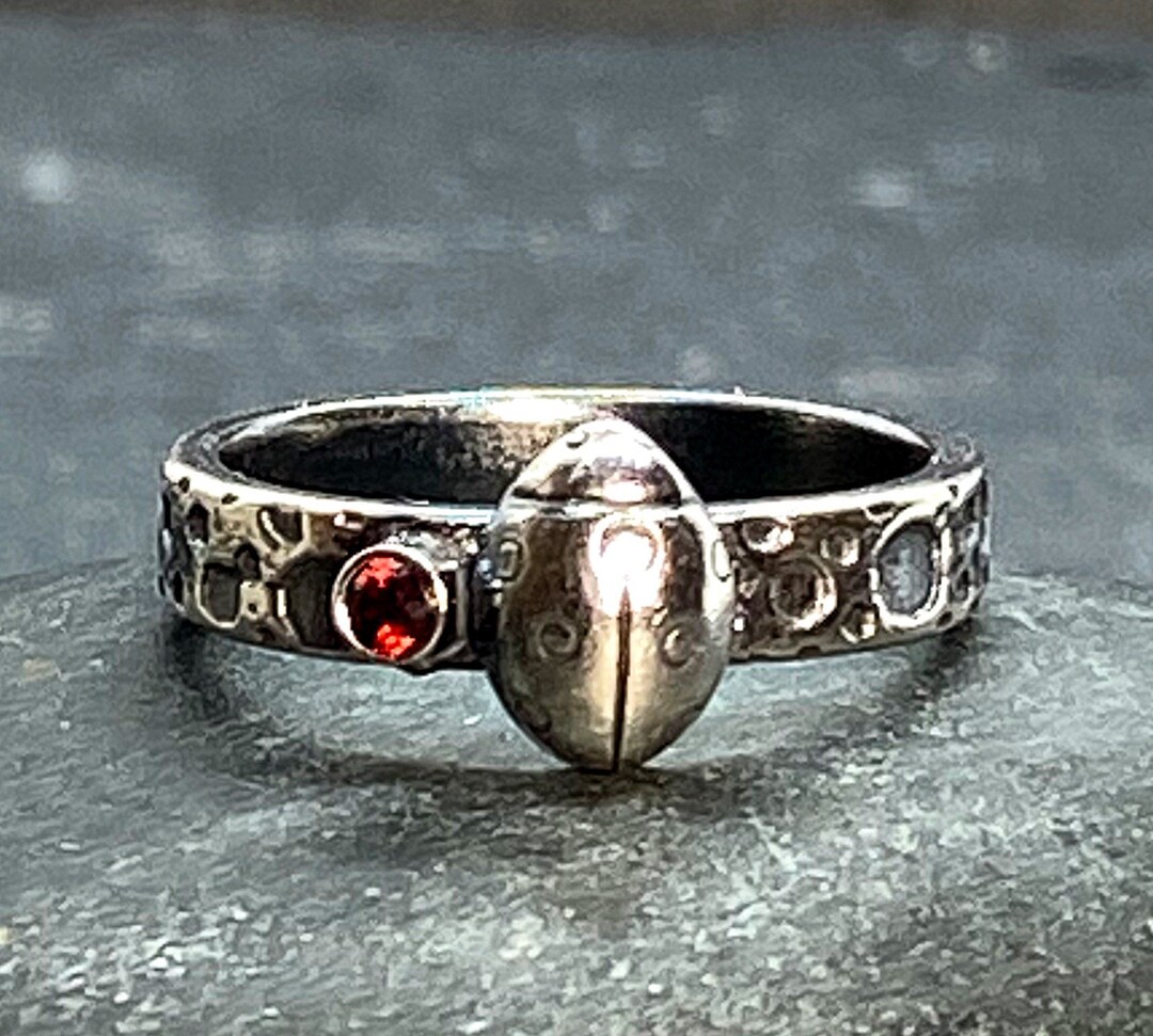 Ladybug Garnet Stacking Ring in Sterling Silver - Etsy