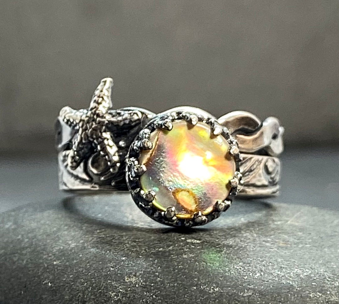 Abalone Stackable Rings Starfish Ring in Sterling Silver - Etsy